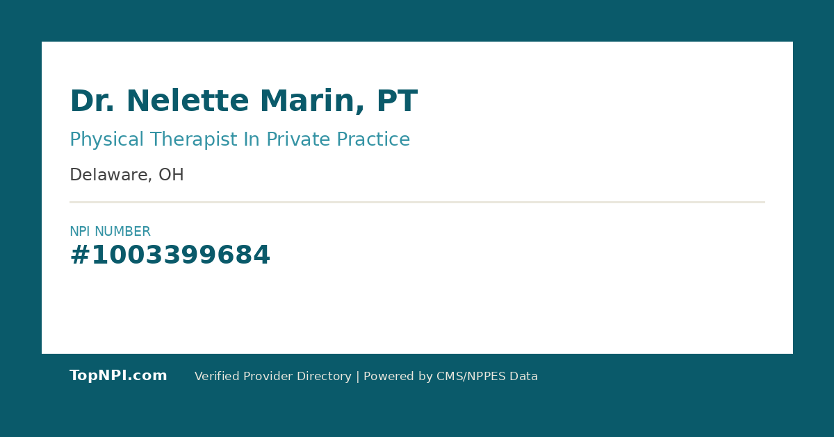 Nelette Marin, PT, Physical Therapist In Private Practice in Delaware, OH